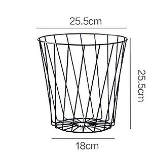 Yodio Wire Slot Diagonal Pink Modern Round Metal Wire Storage Basket Trash Basket, Suitable for Home Kitchen Bedroom Use