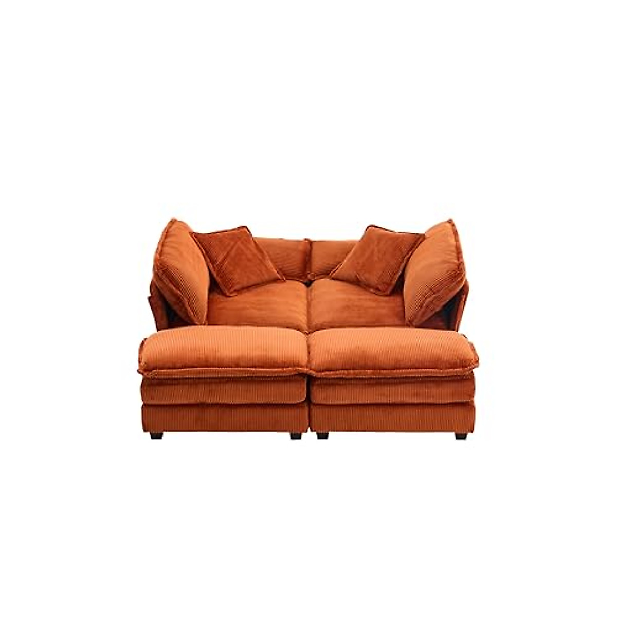 Free Combination Convertible Modular Sectional Sofa Cloud Couch, Comfy Corduroy Double-Upholstered Sleeper Sofa,84.6" Wide Loveseat Couches with Moveable Ottomans and Detachable Pillow-top Armrest