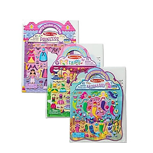 Melissa & Doug Puffy Sticker Activity Books Set: Princess, Mermaid, Fairy - 180+ Reusable Stickers - FSC Certified
