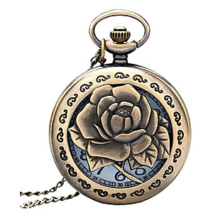 Hemobllo Vintage Pocket Watch Retro Flower Pocket Watch Hanging Watch Clothes Decoration for Men Women Adult