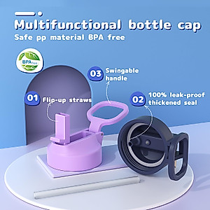 Kids Water Bottle, 2-Pack 16oz Water Bottles Kids with Straw and Stickers, Stainless Steel Vacuum Double Wall Insulated cup, Kids Water Bottle for School, Gifts for Boys and Girls(Blue/Purple)