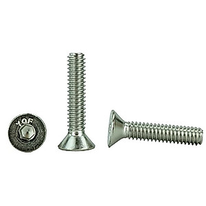 Stainless 1/4-20 x 1-1/4" (1/2" to 3" Available) Socket Flat Head Screws, Full Thread, Hex Drive, Stainless Steel 18-8, Coarse Thread (1/4-20 x 1-1/4")