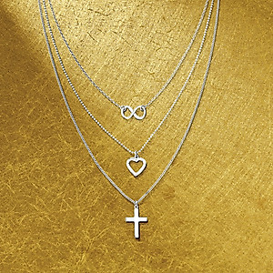 Ross-Simons Italian Sterling Silver Multi-Symbol Layered Necklace. 16 inches