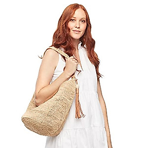 Mar Y Sol Aspen Open Weave Raffia Bucket Tote Bag, Natural