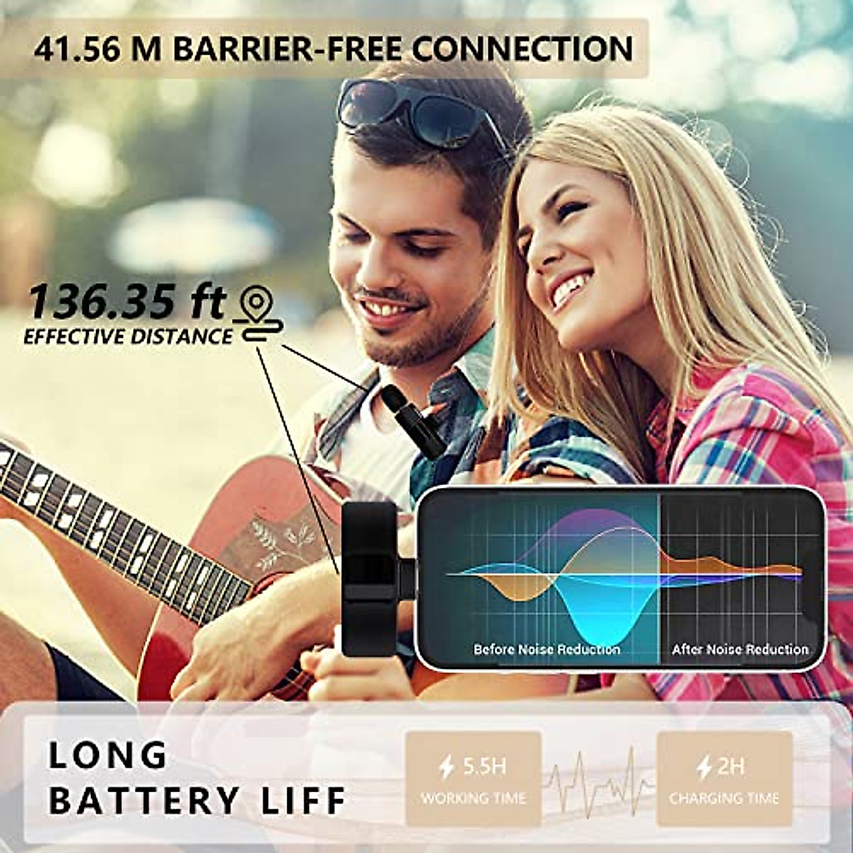 XXRCBag Wireless Lavalier Microphone for iPhone iPad, Plug-Play Mini Recording Phone Mic for Live Stream, APP Video Recording, Interview Video, Vlog, with Auto-Sync Noise Reduction (Black 2 in 1)