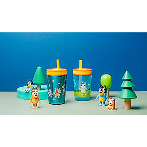 Zak Designs Bluey Kelso Tumbler Set, Leak-Proof Screw-On Lid with Straw, Bundle for Kids Includes Plastic and Stainless Steel Cups with Bonus Sipper, 3pc Set, Non-BPA