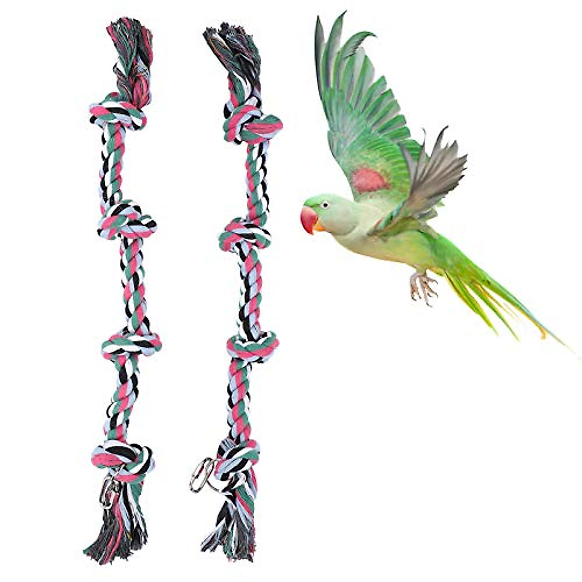 Zerodis Pet Bird Chew Cotton Rope Toys, Cotton Woven Rope Hammock Hanging on Parrot Cage, Parrots Biting Climbing Toys Cage Pendant Accessory
