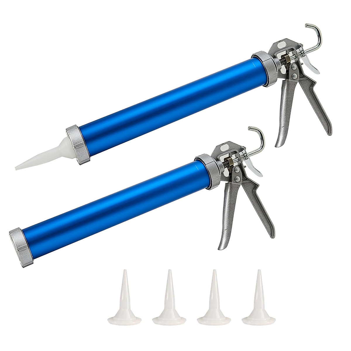 2 Pack sausage caulking gun, sausage gun caulking gun, 20 oz sausage tube gun caulking gun，with 4 cone nozzles,Suitable for bathroom, kitchen, living room, window and roof