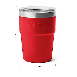 YETI Rambler 16 oz Stackable Tumbler, Vacuum Insulated, Stainless Steel with MagSlider Lid, Rescue Red