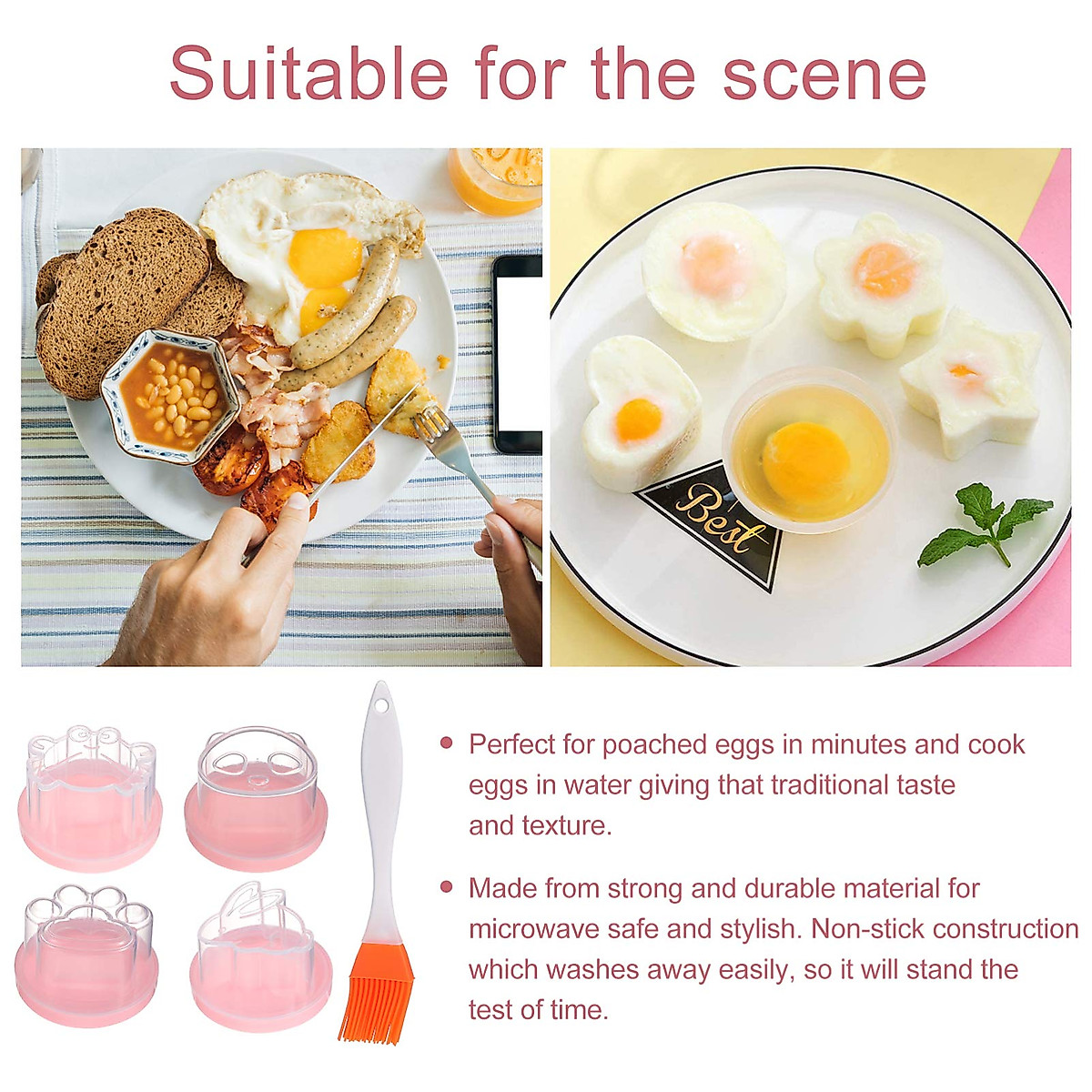UPKOCH 1 Set Tart Reusable Cooker with Moulds Bites Steam Stovetop Jelly Boiled Poaching Microwave Cups Plastic Silicone Omelette Baking Maker Seamed Sandwiches Cookie Shape Pudding