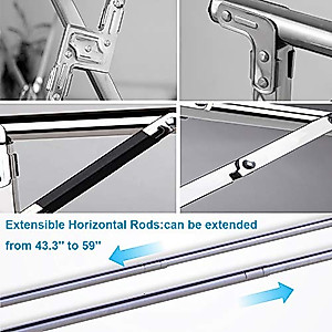RELIANCER Free Installed Clothes Drying Rack Stainless Steel Foldable Rack Hanger Space Saving Retractable 43.3-59 inch Clothes Rack Adjustable Clothes Hanger Rolling Rack with 4 Casters & 10 Hooks