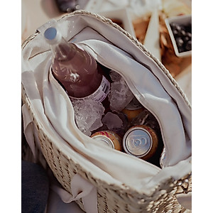 Daytani Insulated Beach Cooler Bag, Leak Proof, Premium Quality Corn Husk, Beach Bag, Pool Bag, Tote Bag, Straw Beach Bag, Rattan, Gifts for Women, Picnic Basket, Wedding Gifts, Lunch Bag