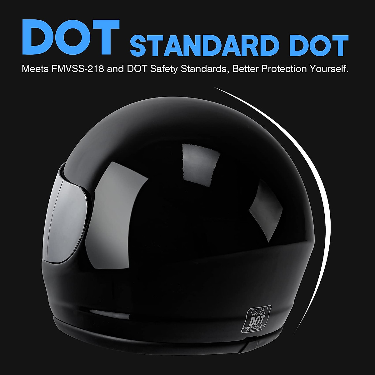 SLMOTO DOT Approved Motorcycle Helmet Hot Gloss Black Full Face Mirror Visor Sun Shield Street Helmet