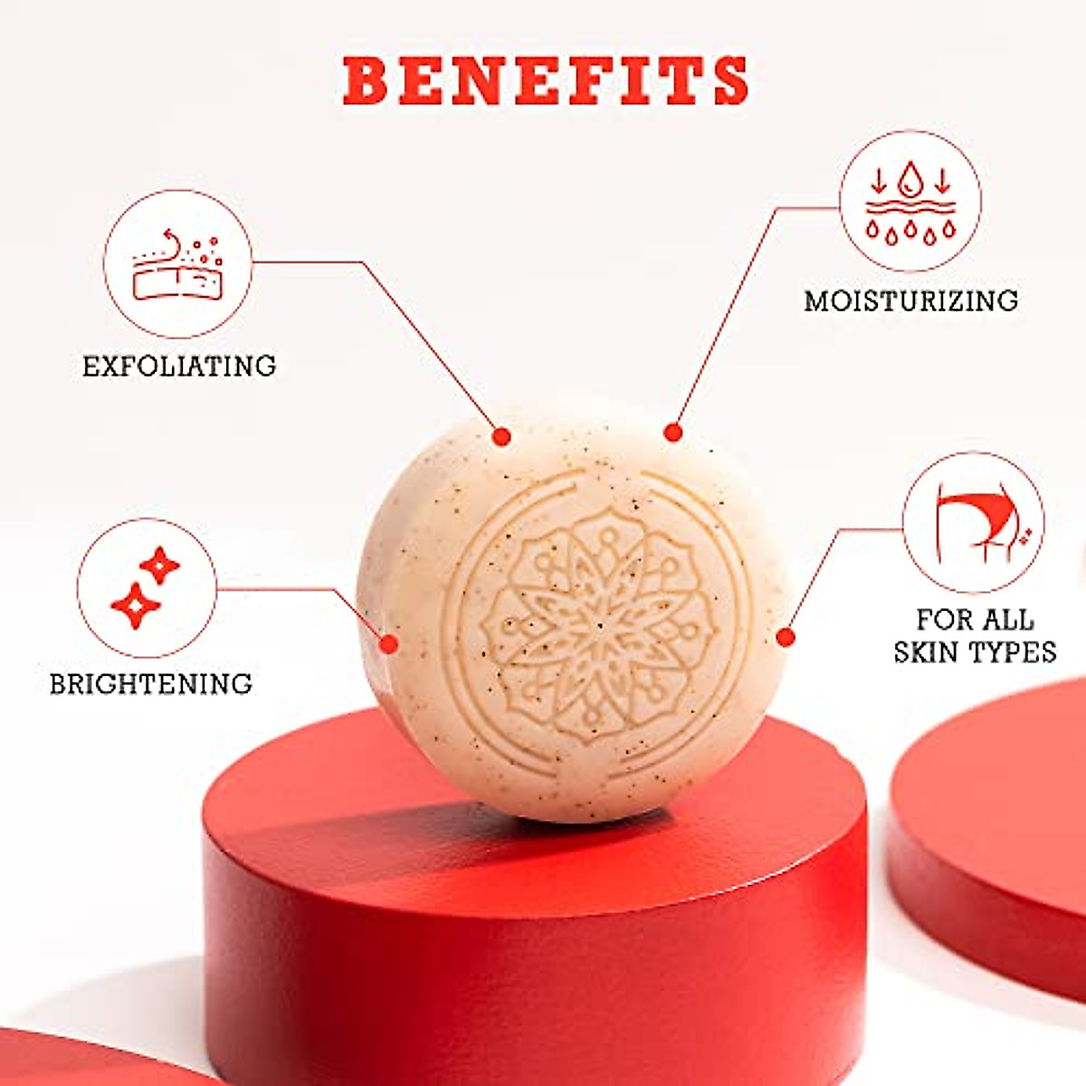 Koji White Kojic Acid Bump Eraser Body Scrub Soap for Exfoliation Butt, Elbow, Underarm with Glutathione, Coenzyme Q10, Skin Brightening for Fade Dark Spots, Fine Lines and Wrinkles, 2.82 oz (2 Bars)