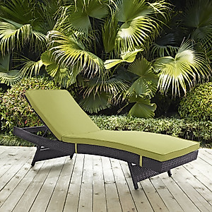 Modway Convene Wicker Rattan Outdoor Patio Chaise Lounge Chair in Espresso Peridot