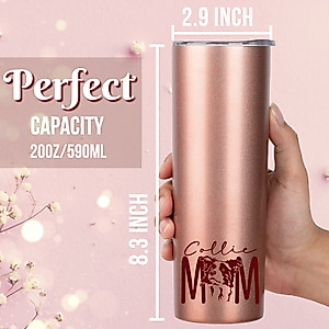 Onebttl Dog Mom Gifts, Dog Lover Gifts for Women, Best Dog Mom Ever, 20 oz Rose Gold Insulated Tumbler - Border Collie Mom