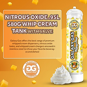 Galaxy Gas Pina Colada Flavor Whipped Cream Dispenser Cartridge Tank, Nitrous Oxide XL .95L 580 Gram, Whipped Cream Cartridge, N2O Charger Tank, 1 Cylinder