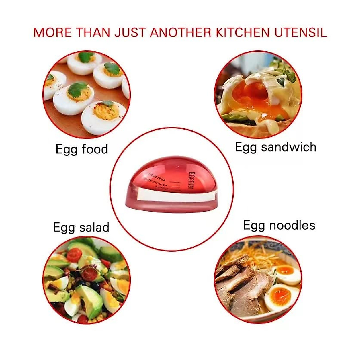 Egg Timer Egg Perfect, Boiling Eggs Soft Hard Boiled Egg Timer, Kitchen Timers That Changing Color Based On Egg Doneness | Kitchen Gadge - Classic Red