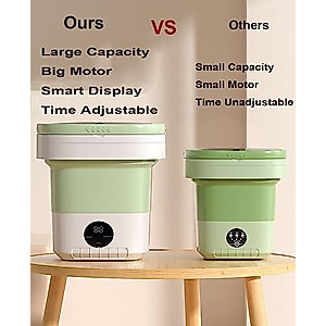 Portable Washing Machine,Foldable Touch Screen Mini Washing Machine,Small Washing Machine for Underwear,Baby Clothes or Small Items,Suitable for Apartments,Dormitories,Camping,(7.5 Liters),Green
