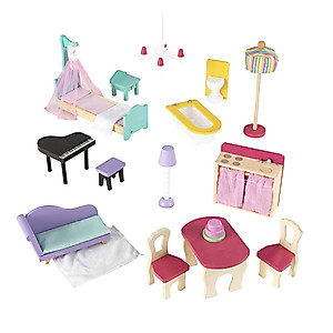 KidKraft Annabelle Wooden Dollhouse with Elevator, Balcony and 17 Accessories, Gift for Ages 3+