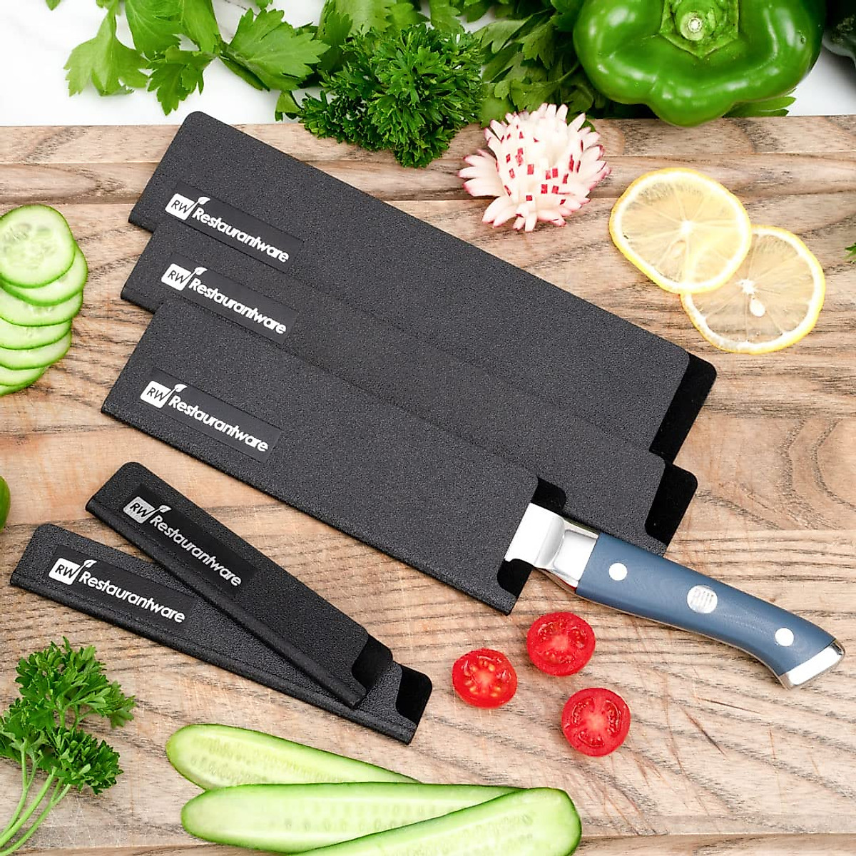 Sensei 6.5 x 2 Inch Knife Sleeve, 1 BPA-Free Knife Protector - Fits Utility Knife, Felt Lining, Black Plastic Knife Blade Guard, Durable, Cut-Proof - Restaurantware