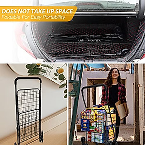 Kiffler Grocery Shopping Cart with 360° Rolling Swivel Wheels Stair Climber Utility Cart Easily Collapsible Cart with Tri-Wheels, 66lb Extended Foam Cover, Trolley for Stair, Laundry, Travel, Book