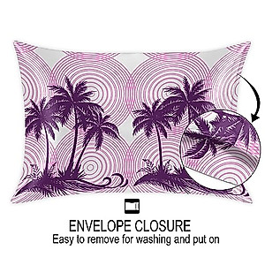 Palms Trees Satin Pillow Cases Silk Satin Pillowcase for Hair and Skin Standard Set of 2 Super Soft Silk Pillowcase with Envelope Closure (20x26 in)