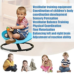 Yiuhhad Autism Kids Swivel Chair,Spin Sensory Chair,Kids Spinning Chair,Sit Spin Training Body Coordination,Metal Base Non-Slip Small Desk Chair (Blue)