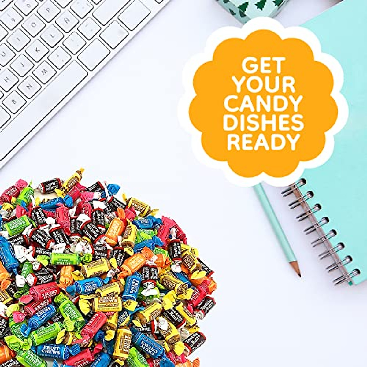 LaetaFood Tootsie Roll Chewy Candy, Assorted Taffies Fruit & Chocolate Flavors (1 Pound Bag)