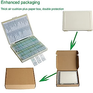 100 Microscope Slides with Specimens, Microscope Samples with Insects, Plants and Animals for Students Kids Science Learning, Suitable for Home School Use