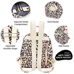 LOVEVOOK Mini Backpack for Women Light Weight Small Waterproof fashion Backpack Purses Daily Backpack Leopard