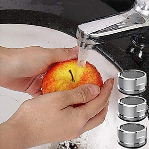 4 piece set of bathroom faucet aerator replacement parts for kitchen bathroom sink faucet aerator 24mm tool regulator flow silver suitable for kitchen bathroom sink faucet (24mm external thread)