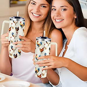 Gooddooes Chicken Lady Gifts,40oz Womens Tumbler with Handle,Chicken Lady Tumbler,Funny Chickens Cups Gift for Chickens Lovers Mom Women Wife Gifts for Mothers Day Birthday Christmas Valentines