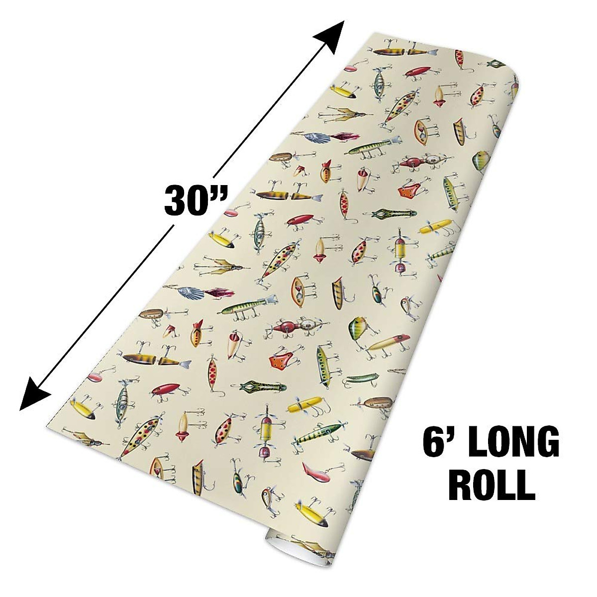 GRAPHICS & MORE Antique Fishing Fish Lures Gift Wrap Wrapping Paper Rolls