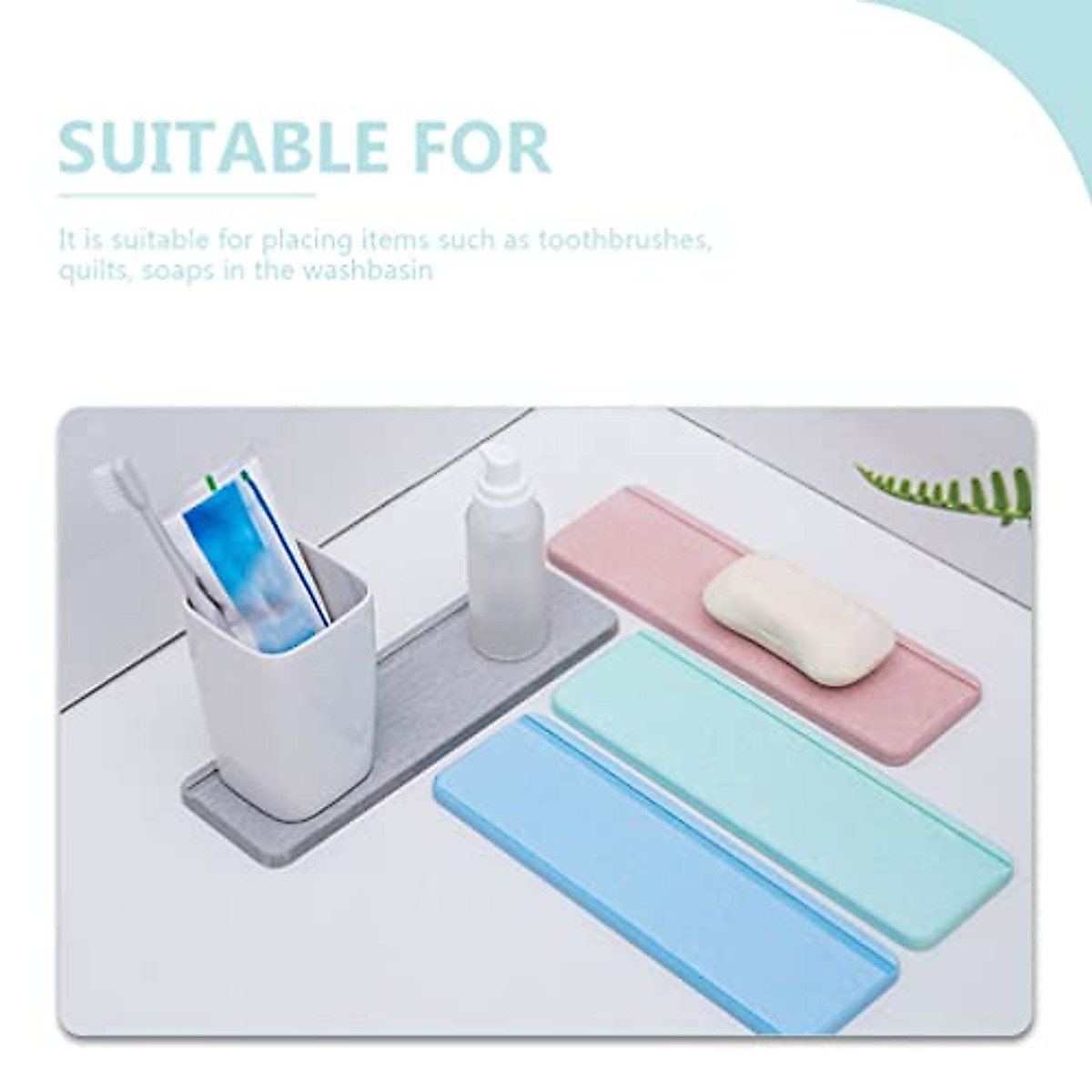 NOLITOY 2pcs Water Absorbent Mats Quick Dry Soap Holder Diatomite Drinks Coasters Toothbrush Cup Pad for Bathroom and Kitchen