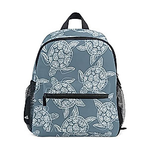 Sletend Toddler Backpack Retro Sea Turtles Waterproof With Name Tag Mini Backpack Boys/Girls Cute Small Backpack Kindergarten Pre School Bags (S)