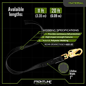 Frontline RPW11 Web Single Leg SRL with Steel Snap Hook End |OSHA & ANSI Compliant SRL | Durable, Lightweight & Compact | Tangle Free Webbing | Construction Safety Yoyo