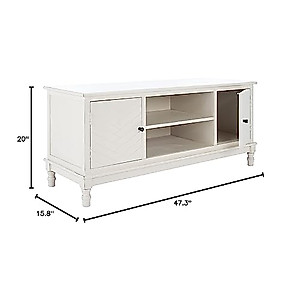 SAFAVIEH Home Collection Magnolia Distressed White 2-Door 2-Shelf Media Stand (up to 55-inch Flat Screen TV)