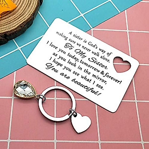 Sister Wallet Card Sister Gifts from Sister Brother, Soul Sisters Bestie Gift for Women, A Sister is God's Way of Making Sure We Never Walk Alone Gifts for My Little Big Sister Christmas Birthday Gift