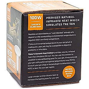Fluker's Ceramic Heat Emitter for Reptiles 100W - Includes Attached DBDPet Pro-Tip Guide