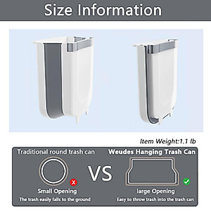 Weudes 3.4 Gallon Kitchen Compost Bin for Counter Top or Under Sink, Foldable Hanging Small Trash Can with Trash Bag Holder for Kitchen Cabinet Door/Cupboard/Bathroom/Bedroom/Office/Car/RV.
