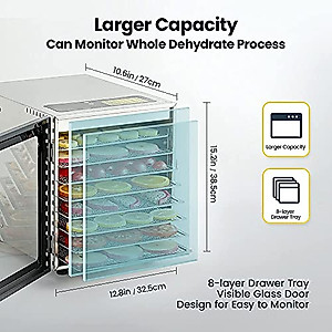 COLZER Food Dehydrator Machine(67 Free Recipes) 8 Stainless Steel Trays Adjustable Thermostat Digital Food Dehydrator for Beef, Jerky, Fruit, Dog Treats, Herbs