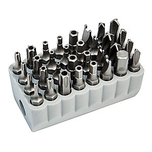 Klein Tools 32525 Tamperproof Bit Set, 32-Piece, Magnetic, TORX, Hex, Spanner, TORQ, Triwing Screwdriver Bits