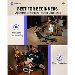 Donner Podcast Equipment Bundle, Podcast Kit Music Production Equipment with Audio Interface/Soundboard, All-in-One Podcast Kit with Condenser Microphone for PC/Phone/Pad for Streaming/Recording