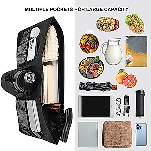 supregear Universal Accessories Bag for Walker, Wheelchair, Rollator, Scooters, Seniors Detachable Preserve Heat Cooler w/Cup Holder-Folding Walker Basket Waterproof Walker Caddy Pouch, Black