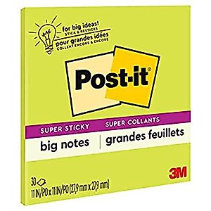 Post-it Super Sticky Big Notes, 11 in x 11 in, 1 Pad, 2X The Sticking Power, Neon Orange (BN11O)