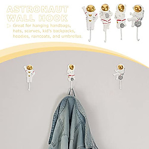 Beavorty Astronaut Wall Hanging Hook 4pcs Astronaut Hook Umbrella Holder Wall Hooks Wall Mounted Coat Hooks Key Rack Astronaut Wall Sculptures Kids Bathroom Accessories Wall Mount Storage Hanger