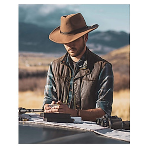 Outback Trading Company Men's Standard 1392 Broken Hill UPF 50 Water-Resistant Crushable Australian Wool Western Cowboy Hat, Brown, Large