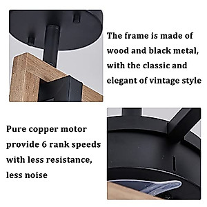 Hoeuns Low Profile Farmhouse Wood Ceiling Fan with Light and Remote Control for Bedroom Living Room Kitchen