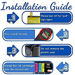 Jagute 711XL Black Ink Cartridge Replacement for HP 711 XL Work for HP DesignJet T120 24-in 610 mm T520 24-in 36-in 610 mm 914 mm T100 Large Format Printer (4 Black, 80-ml)